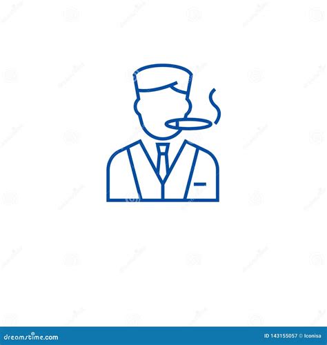 Línea Concepto Del Cigarro Del Hombre Que Fuma Del Icono Símbolo Plano