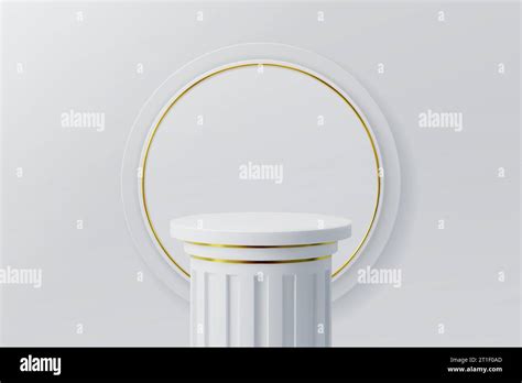 Column Podium With Round Frame Elegant 3d Vector Pillar Display With