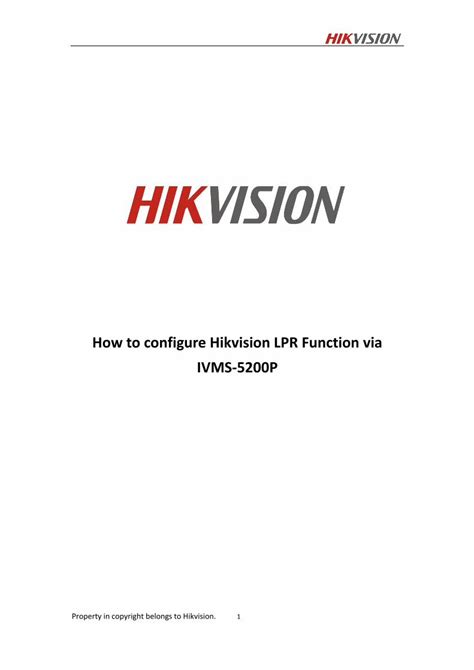 Pdf How To Configure Hikvision Lpr Function Via Ivms 5200p To · 2