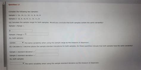 Solved Question Consider The Following Two Samples Chegg