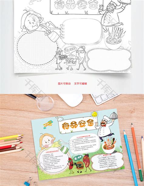 食品安全word小报手抄报模板千库网手抄报id：64423