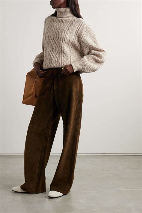 LORO PIANA Cable Knit Wool And Cashmere Blend Turtleneck Sweater NET