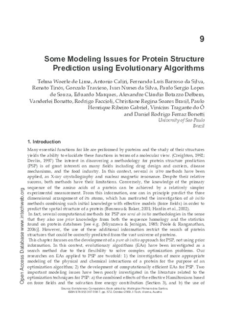 Pdf Some Modeling Issues For Protein Structure Prediction Using Evolutionary Algorithms