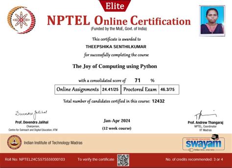 theepshika senthilkumar on linkedin nptel python programming