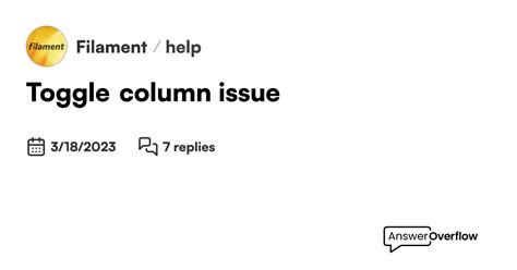 Toggle Column Issue Filament