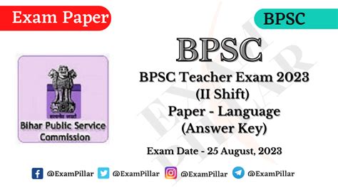 Bpsc Tre Exam 25 Aug 2023 Paper Language Ii Shift Official Answer