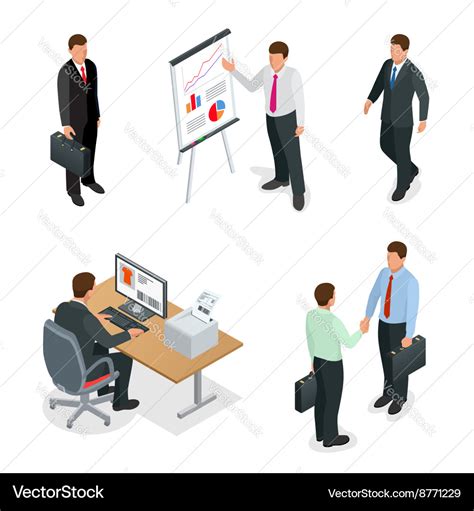 Business Man Isometric Set Businessman Isolated Vector Image