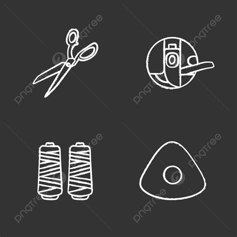 tailoring chalk icons set linear line embroidery vector linear line