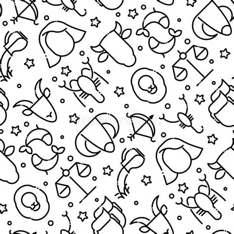 Zodiac Signs Icons Horoscope Symbols Set Vector Illustration Stock