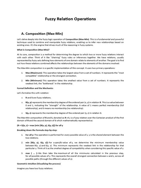 Fuzzy Relation Operations Pdf Fuzzy Logic Mathematics