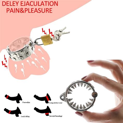 Spiked Ball Stretcher Cock Ring Metal Chastity Device Ring Lock