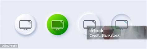 컴퓨터 회선 아이콘입니다 Pc 구성 요소 기호입니다 모니터 기호입니다 선 아이콘 벡터 0명에 대한 스톡 벡터 아트 및 기타