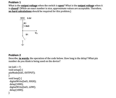 Solved Problem 1 What Is The Output Voltage When The Switch Chegg Com