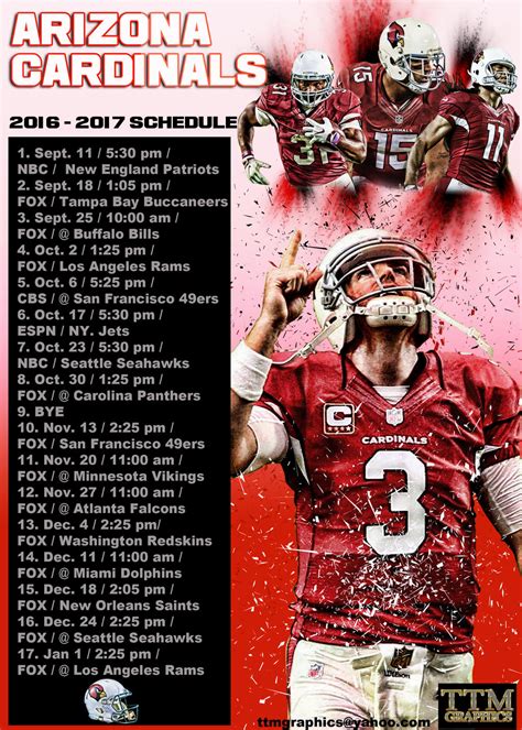 Arizona Cardinals 2016 2017 Schedule By Tmarried On Deviantart