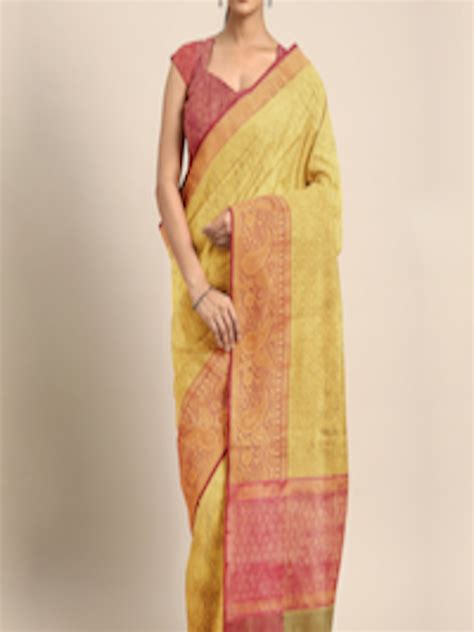 Buy Pothys Mustard Woven Design Tissue Saree Sarees For Women