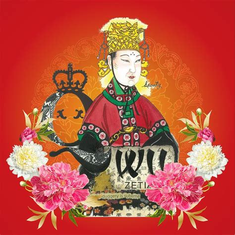 Empress Wu Zetian Floral Silk Square Scarf Artwork Prints Original