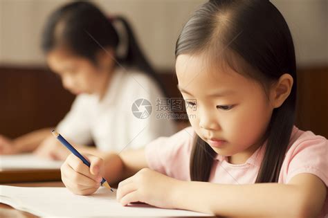 认真写作业的小女孩高清图片下载 正版图片600517761 摄图网