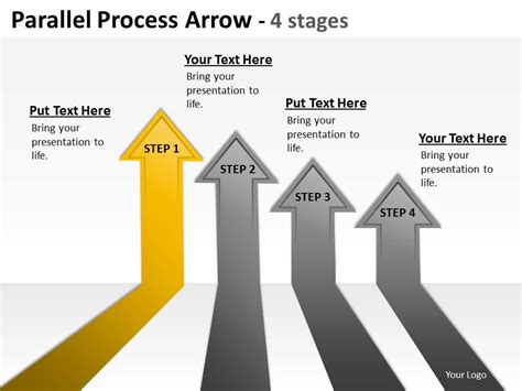 Parallel Process Arrow Stage PowerPoint Shapes PowerPoint Slide Deck Template