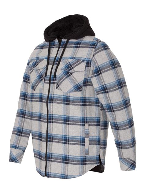 Burnside Burnside Mens Quilted Flannel Full Zip Hooded Jacket
