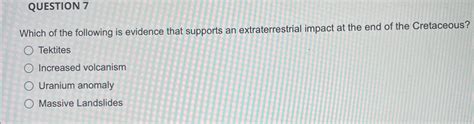 Solved Question Which Of The Following Is Evidence That Chegg