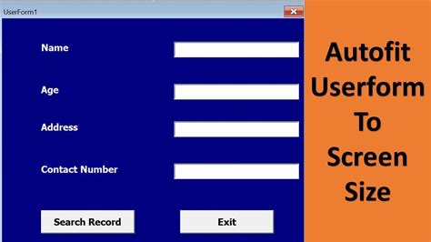 Autofit Userform In Excel Vba Userform Example Youtube