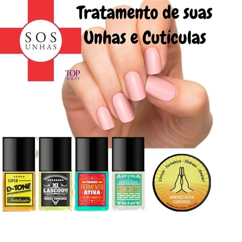 SOS Unhas Tratamento Top Beauty Kit 4 Bases 1 Cerinha Shopee Brasil