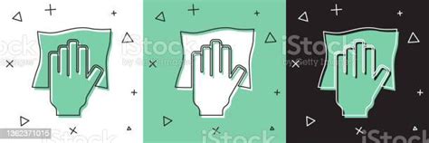 흰색과 녹색 검은 색 배경에 격리 된 청소 서비스 아이콘을 설정합니다 라텍스 손 보호 표지판 집안일 청소 장비 기호 벡터 가능성에 대한 스톡 벡터 아트 및 기타 이미지