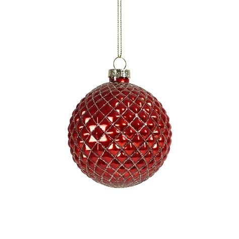 Glass Quilted Red Ball Ornament Newsagency Findit Marketplace