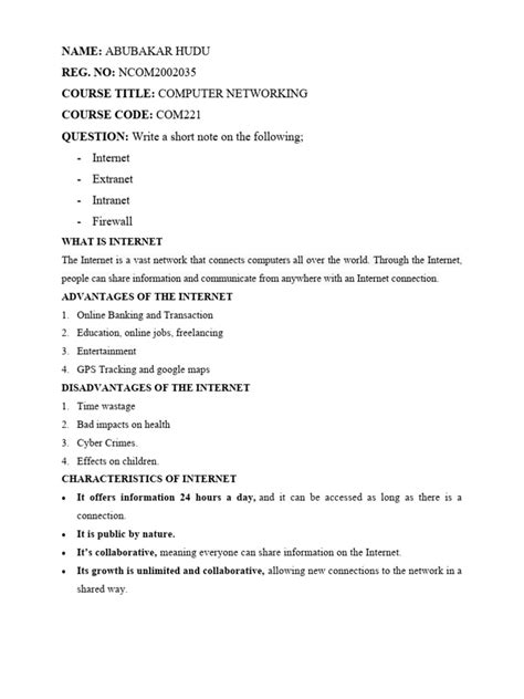 abubakar hudu assignment pdf firewall computing computer network
