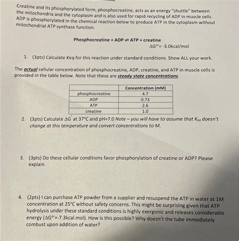 Solved Creatine And Its Phosphorylated Form