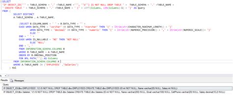 Generate Table Creation Script Using For Xml Clause With Path Mode