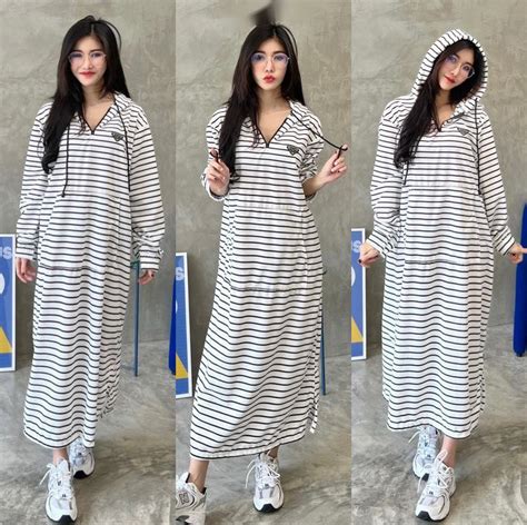 🪡 Price 360 โปรโมชั่น 2 ชุด ส่งฟรี เดรสฮูทแขนยาวมีกระเป๋าล้วงหน้ามีซิปช่วงหน้าอกงานสวยใส่สบาย