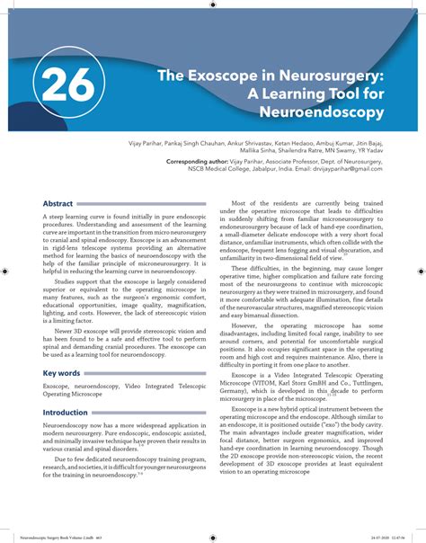 Pdf The Exoscope In Neurosurgery A Learning Tool For Neuroendoscopy