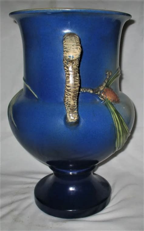 Roseville Pottery Blue Pine Cone Handle Sold At Auction On 41 Off