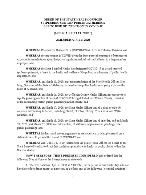 Alabama Gov Kay Ivey Issues Shelter In Place Order Pdf Health