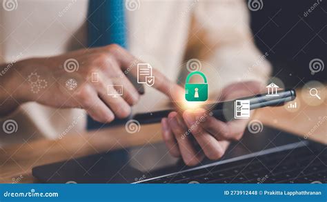 Businessman Showing Data Access Protection With Key Icon Protecting