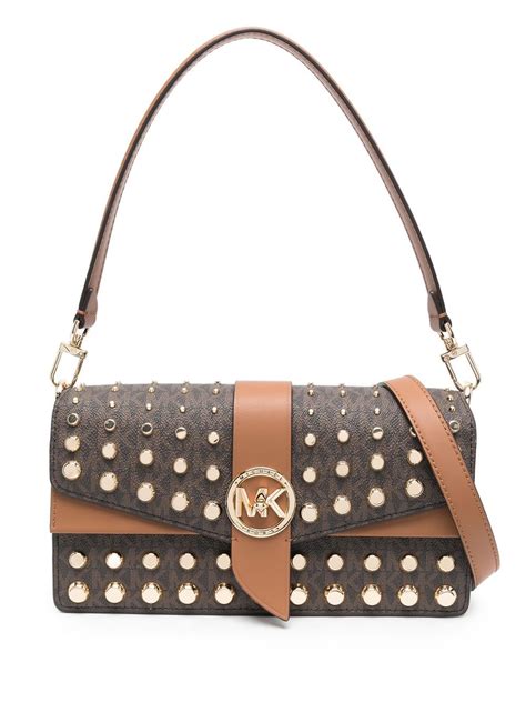 Michael Kors Monogram Leather Shoulder Bag Farfetch