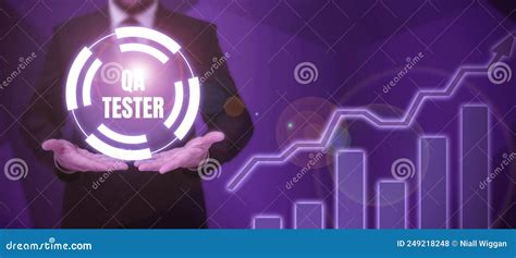 text caption presenting qa tester word for quality assurance of an on