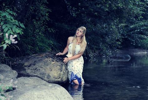 Beautiful Girl In The River Stock Image Image Of Evening Lake