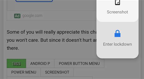 Android P Feature Spotlight A New Lockdown Option In The Power Menu Turns Off Fingerprint