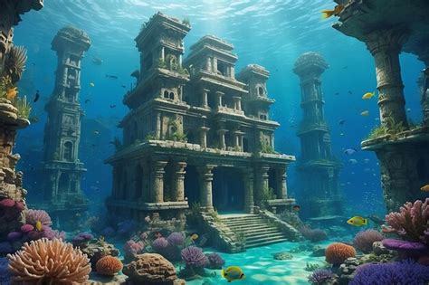 Premium Photo Ancient Underwater City Towering Coral Underwater