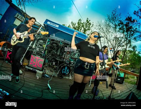 The Band Die Spitz Performs At The Farout Lounge Austin Texas Stock