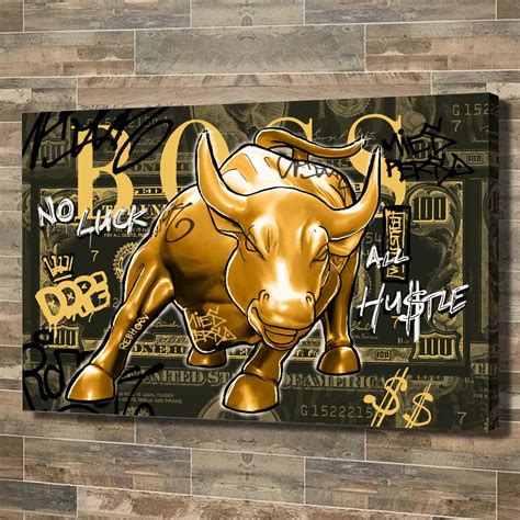 No Luck All Hustle Motivational Wall Art Rebhorn Design