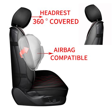 Lingvido Red Black Universal Leather Car Seat Cover5 Seats Breathable