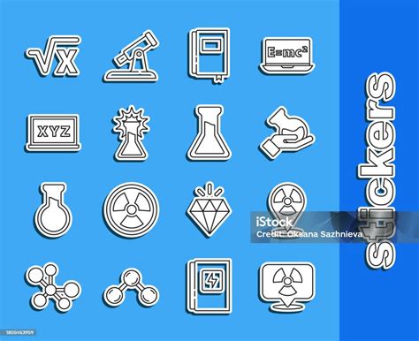 선 방사능 위치 시험관과 플라스크 책 Xyz 좌표계 X 글리프의 제곱근 및 아이콘을 설정합니다 벡터 0명에 대한 스톡 벡터 아트 및 기타 이미지 Istock