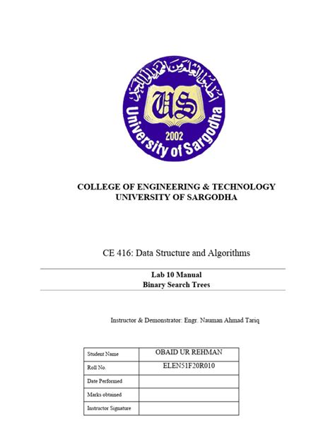 Lab Manual 10 Pdf Algorithms And Data Structures Computer Science