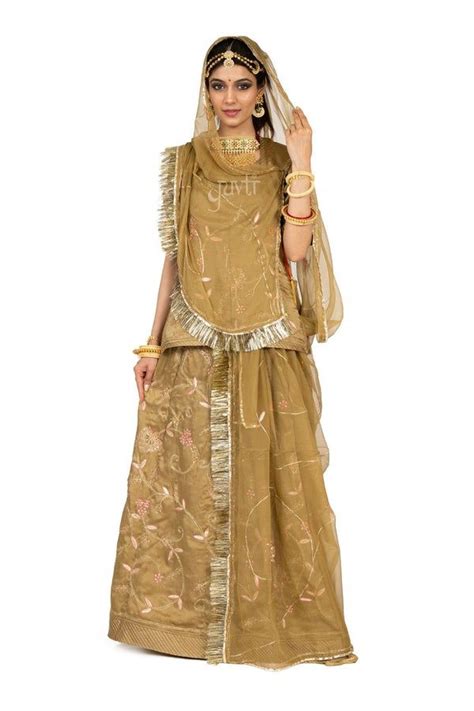 Rajputi Poshaks Rajputi Dress Bridal Lehenga Red Chiffon Saree