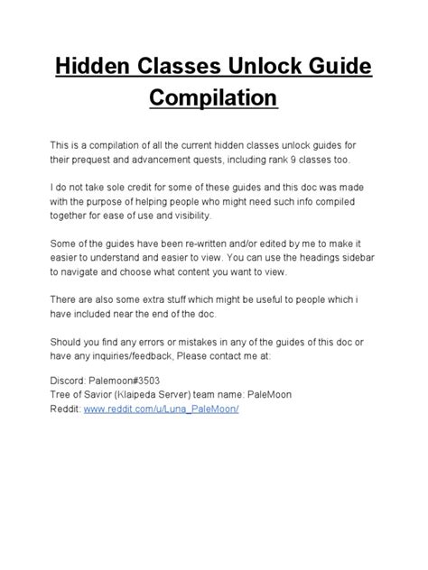 Hidden Classes Unlock Guide Compilation Pdf Prayer Nature