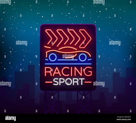 Racing Sports Billboard Neon Logo Emblem Pattern A Glowing Sign On The