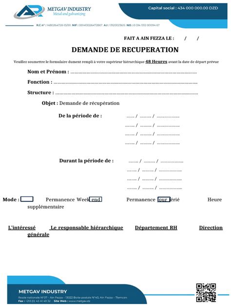 Demande De Récupération Pdf